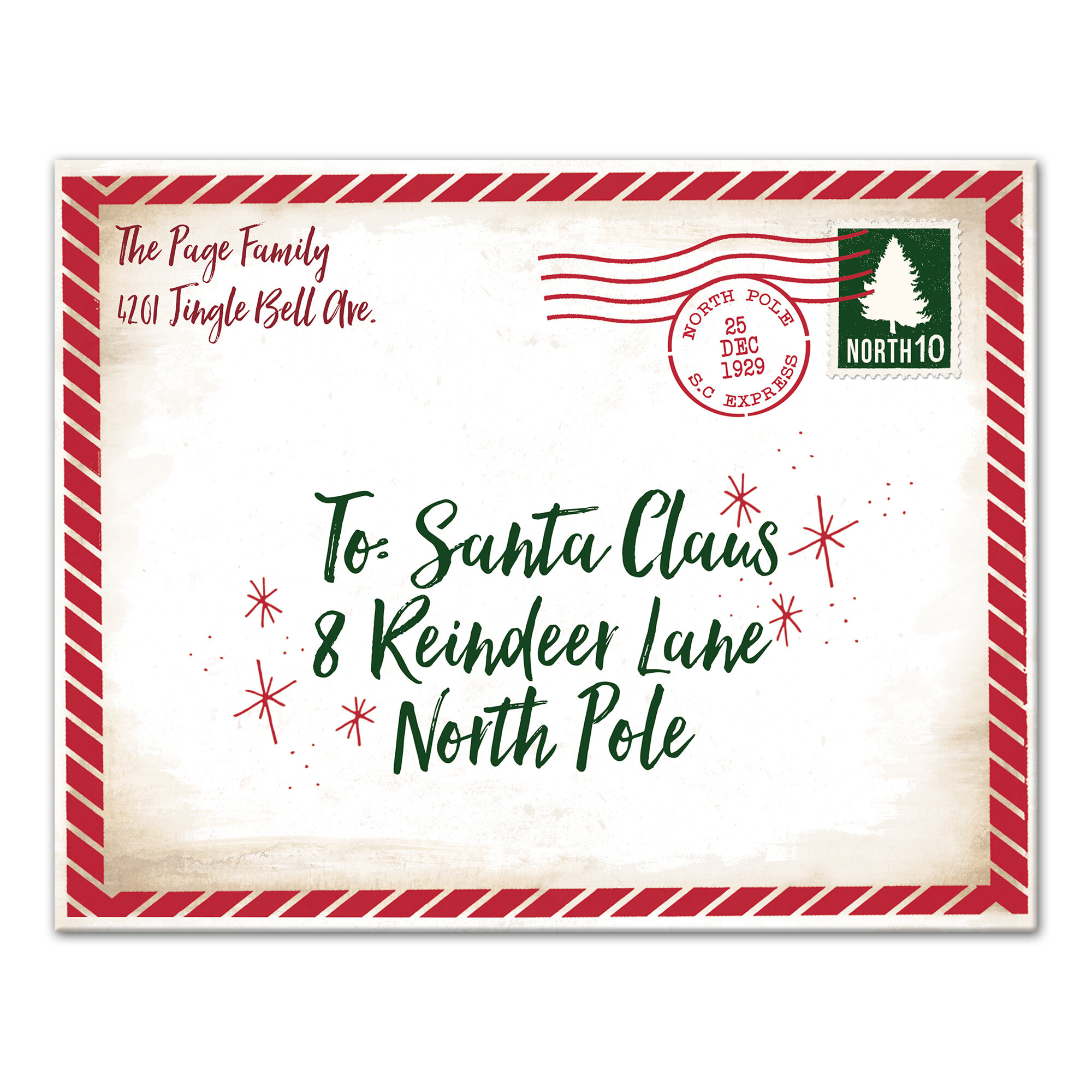 Dear santa envelope textual art on canvas in redgreen Morrison Dear santa envelope textual art on canvas in redgreen Morrison